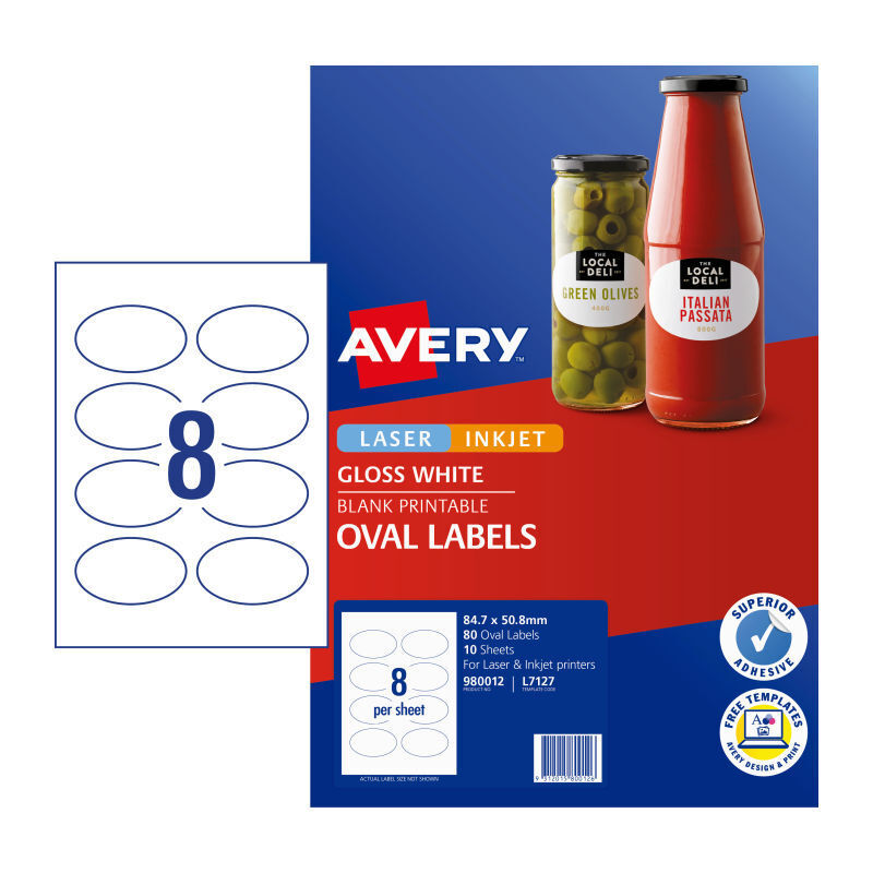 Avery Label Oval L7127 8 label Per Sheet – Pack Of 10 – Lowest Price Always